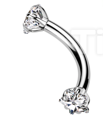 Curved Double Star Rook - White Gold | Eleven + Luxe